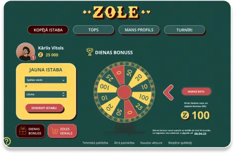 Zole - spēlē latviešu kāršu spēli online
