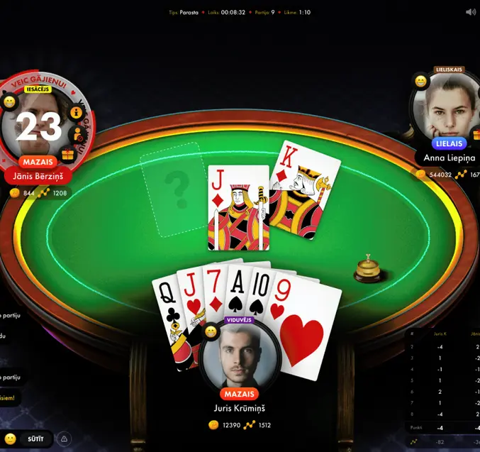 Zole - spēlē latviešu kāršu spēli online